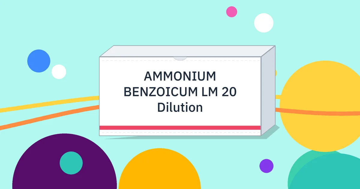 Symbolbild: Packung mit der Aufschrift AMMONIUM BENZOICUM LM 20 Dilution (PZN 13320025) – Verfügbarkeit und Bezug in Apotheken in Frankfurt am Main