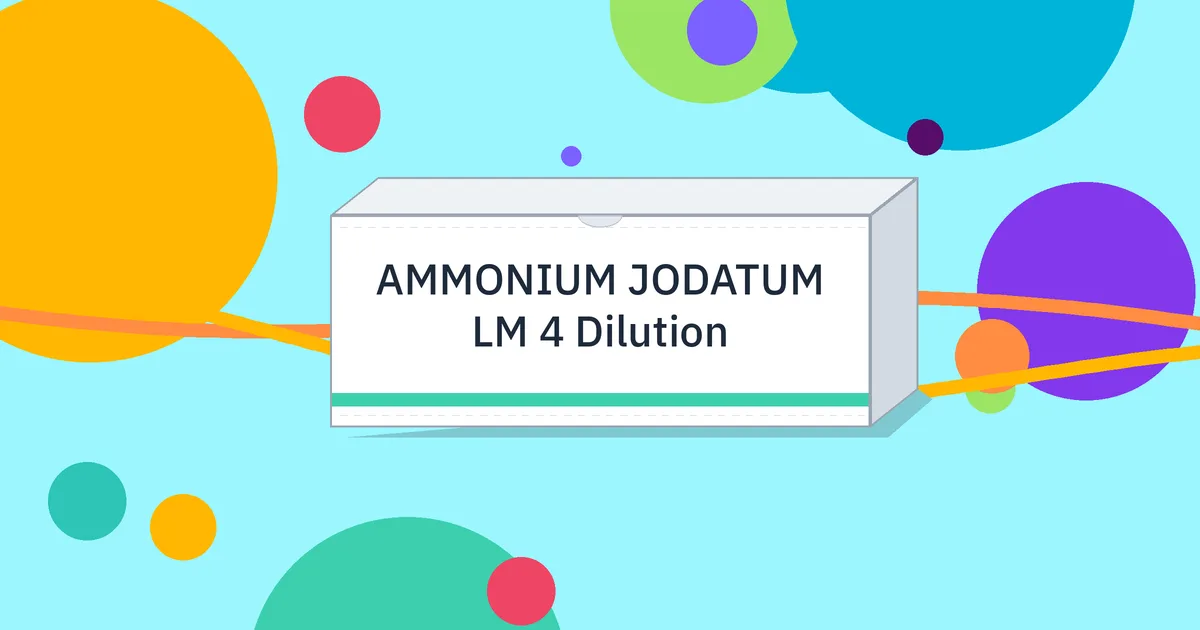Symbolbild: Packung mit der Aufschrift AMMONIUM JODATUM LM 4 Dilution (PZN 13321237) – Verfügbarkeit und Bezug in Apotheken in Frankfurt am Main
