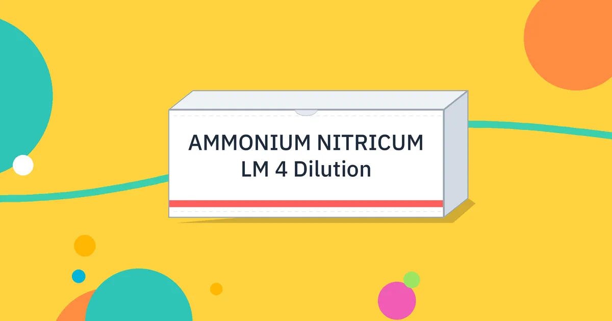 Symbolbild: Packung mit der Aufschrift AMMONIUM NITRICUM LM 4 Dilution (PZN 13321705) – Verfügbarkeit und Bezug in Apotheken in Frankfurt am Main
