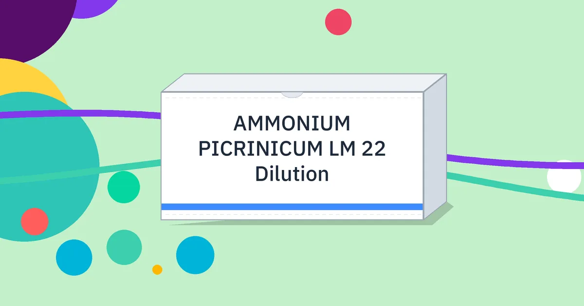 Symbolbild: Packung mit der Aufschrift AMMONIUM PICRINICUM LM 22 Dilution (PZN 13322840) – Verfügbarkeit und Bezug in Apotheken in Frankfurt am Main