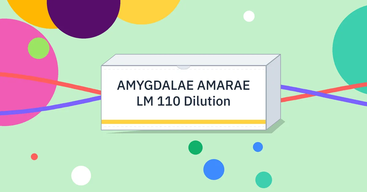 Symbolbild: Packung mit der Aufschrift AMYGDALAE AMARAE LM 110 Dilution (PZN 13325867) – Verfügbarkeit und Bezug in Apotheken in Frankfurt am Main