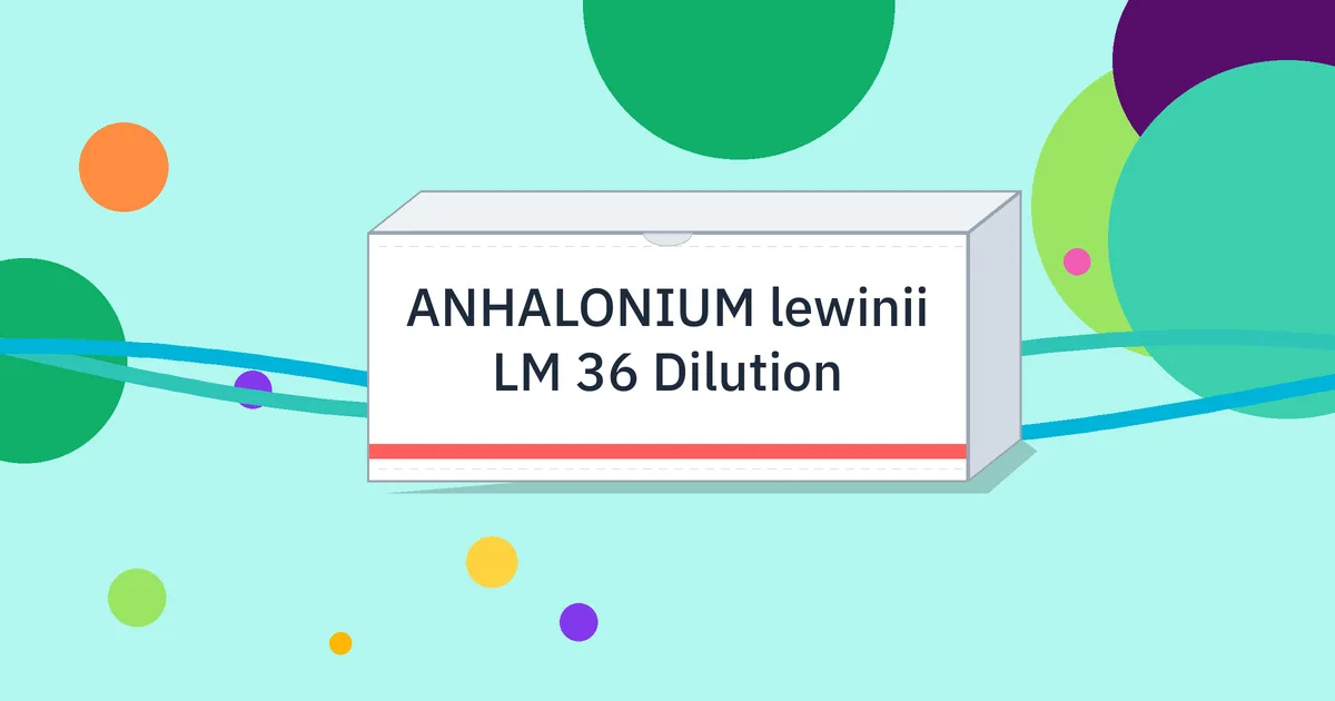 Symbolbild: Packung mit der Aufschrift ANHALONIUM lewinii LM 36 Dilution (PZN 13369155) – Verfügbarkeit und Bezug in Apotheken in Frankfurt am Main