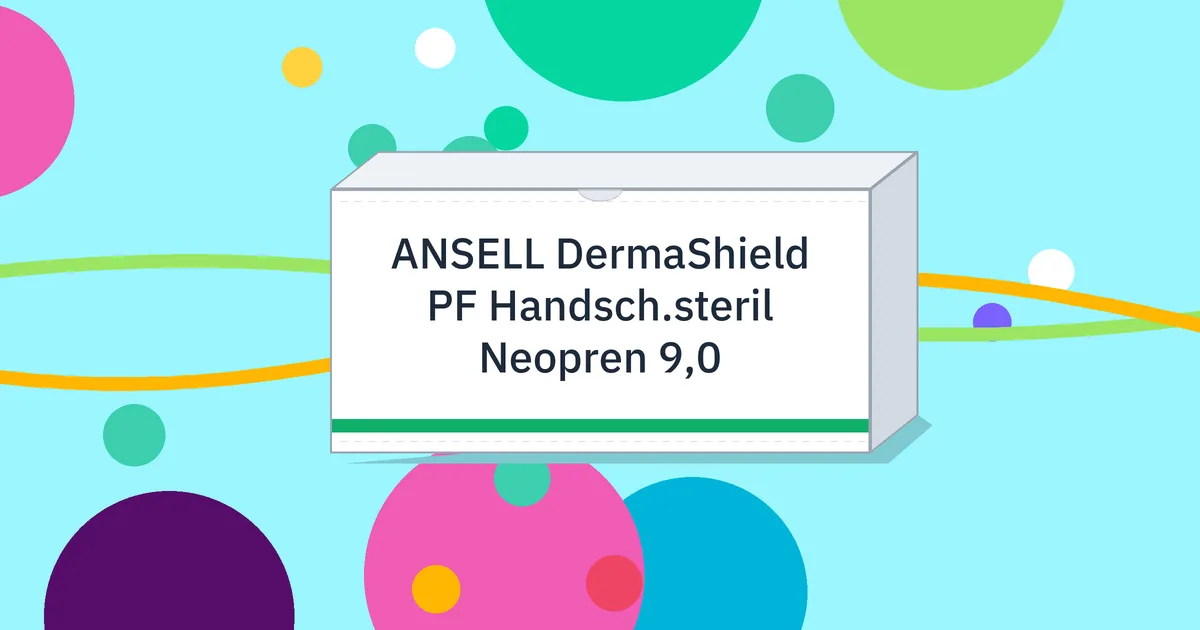 Symbolbild: Packung mit der Aufschrift ANSELL DermaShield PF Handsch.steril Neopren 9,0 (PZN 06915597) – Verfügbarkeit und Bezug in Apotheken in Frankfurt am Main