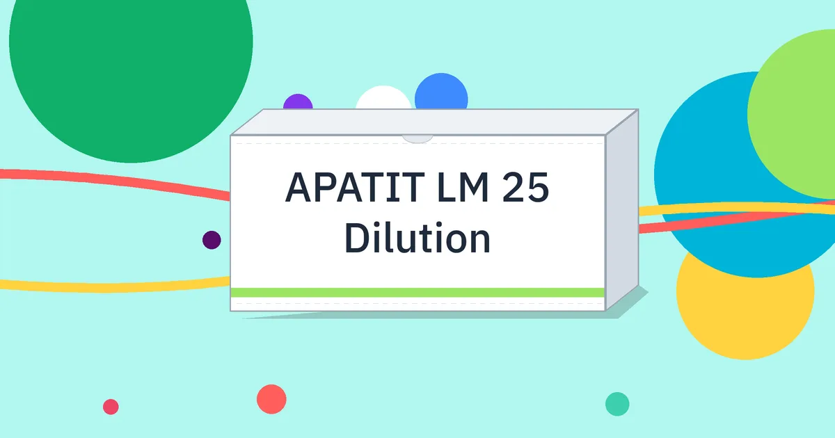 Symbolbild: Packung mit der Aufschrift APATIT LM 25 Dilution (PZN 13377628) – Verfügbarkeit und Bezug in Apotheken in Frankfurt am Main