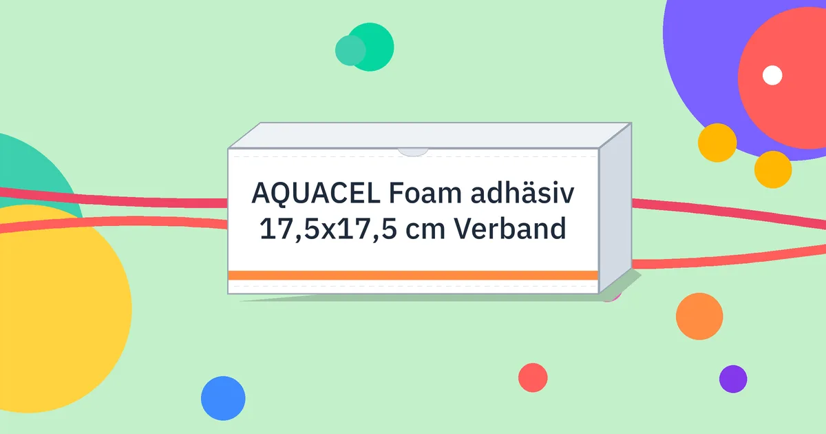 Symbolbild: Packung mit der Aufschrift AQUACEL Foam adhäsiv 17,5x17,5 cm Verband (PZN 19500432) – Verfügbarkeit und Bezug in Apotheken in Frankfurt am Main