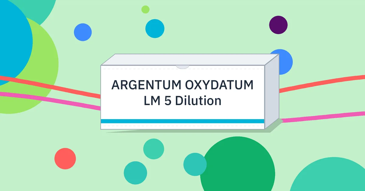 Symbolbild: Packung mit der Aufschrift ARGENTUM OXYDATUM LM 5 Dilution (PZN 12769007) – Verfügbarkeit und Bezug in Apotheken in Frankfurt am Main