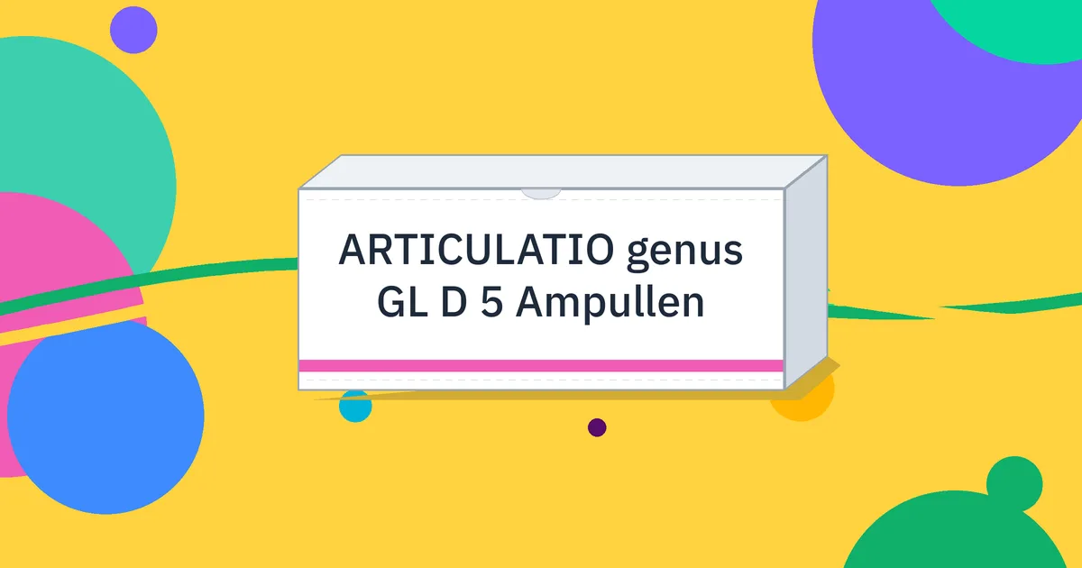 Symbolbild: Packung mit der Aufschrift ARTICULATIO genus GL D 5 Ampullen (PZN 03353271) – Verfügbarkeit und Bezug in Apotheken in Frankfurt am Main