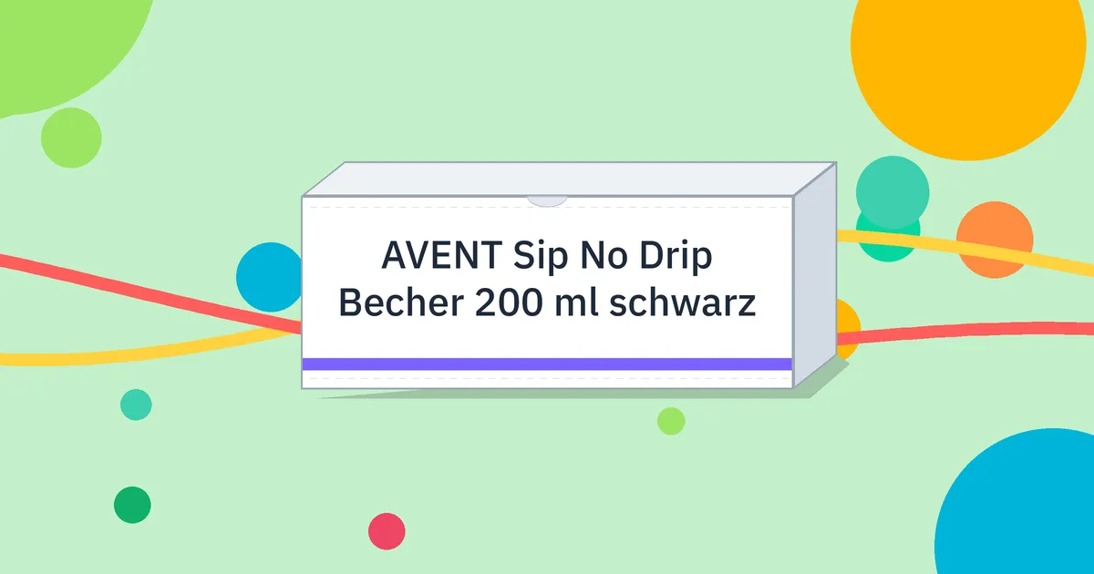 Symbolbild: Packung mit der Aufschrift AVENT Sip No Drip Becher 200 ml schwarz (PZN 10201343) – Verfügbarkeit und Bezug in Apotheken in Frankfurt am Main