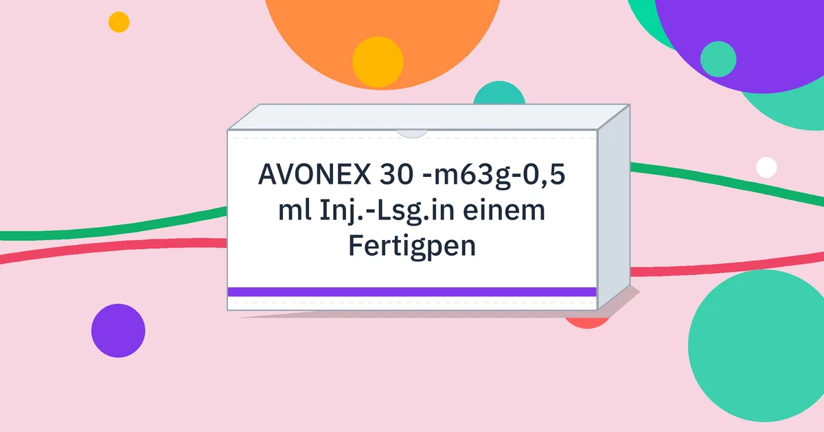 Symbolbild: Packung mit der Aufschrift AVONEX 30 -m63g-0,5 ml Inj.-Lsg.in einem Fertigpen (PZN 09376528) – Verfügbarkeit und Bezug in Apotheken in Frankfurt am Main
