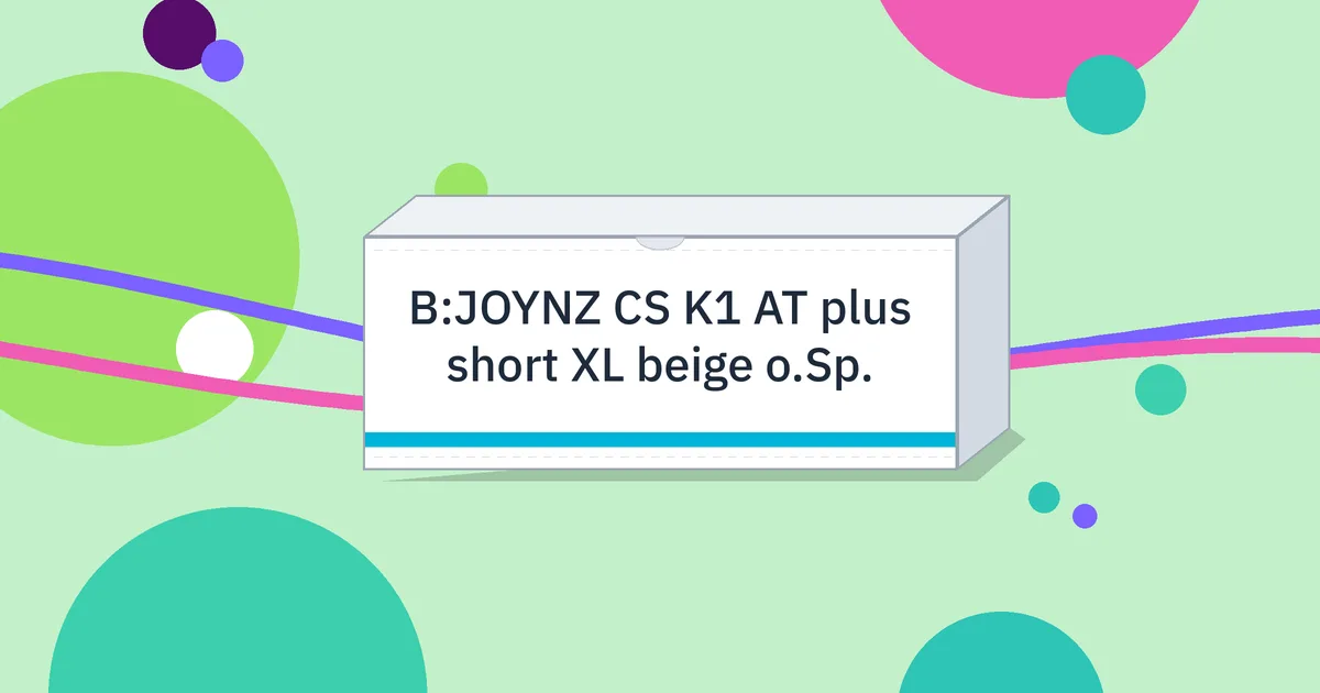 Symbolbild: Packung mit der Aufschrift B:JOYNZ CS K1 AT plus short XL beige o.Sp. (PZN 20537676) – Verfügbarkeit und Bezug in Apotheken in Frankfurt am Main