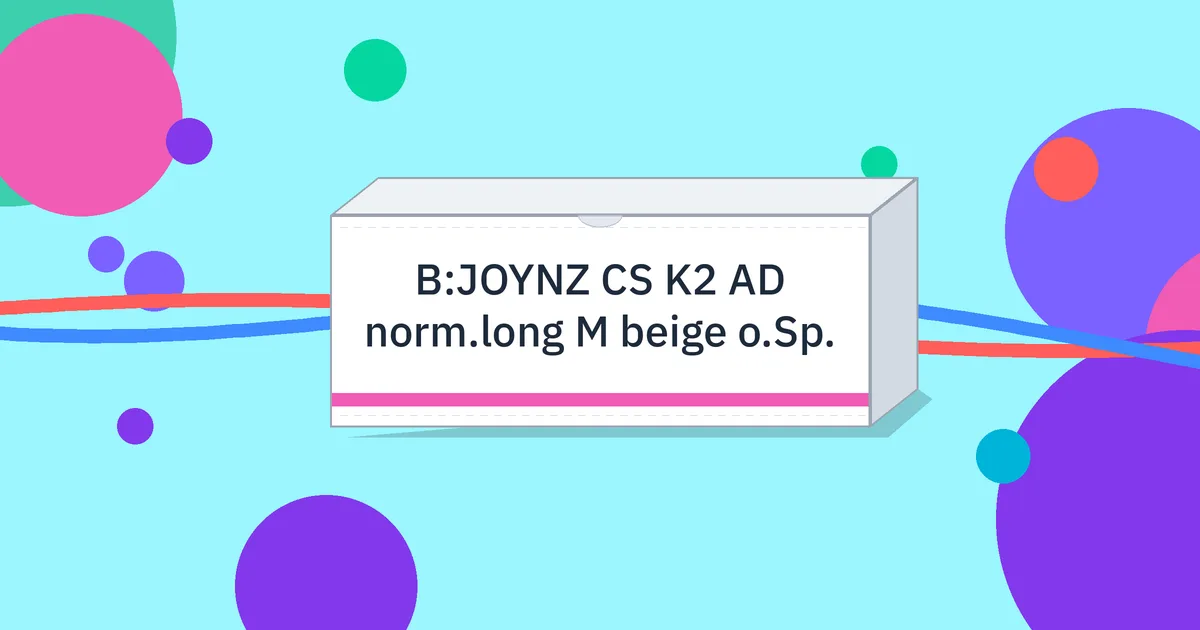 Symbolbild: Packung mit der Aufschrift B:JOYNZ CS K2 AD norm.long M beige o.Sp. (PZN 20528795) – Verfügbarkeit und Bezug in Apotheken in Frankfurt am Main