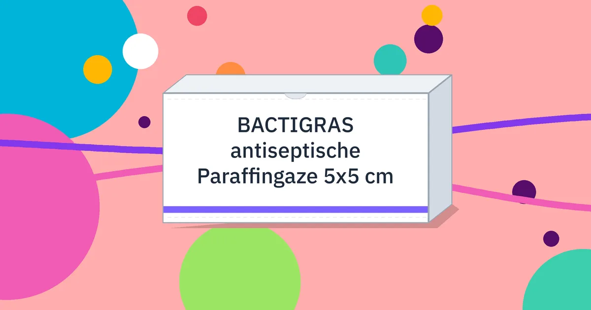 Symbolbild: Packung mit der Aufschrift BACTIGRAS antiseptische Paraffingaze 5x5 cm (PZN 15656120) – Verfügbarkeit und Bezug in Apotheken in Frankfurt am Main
