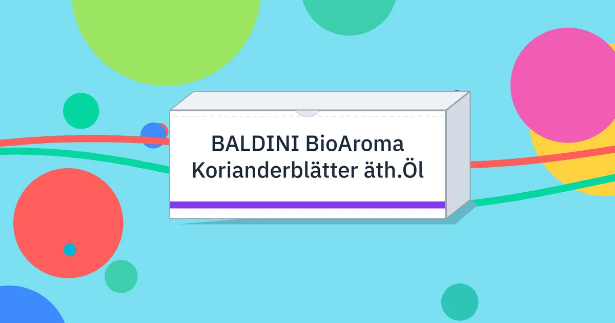 Symbolbild: Packung mit der Aufschrift BALDINI BioAroma Korianderblätter äth.Öl (PZN 16939860) – Verfügbarkeit und Bezug in Apotheken in Frankfurt am Main