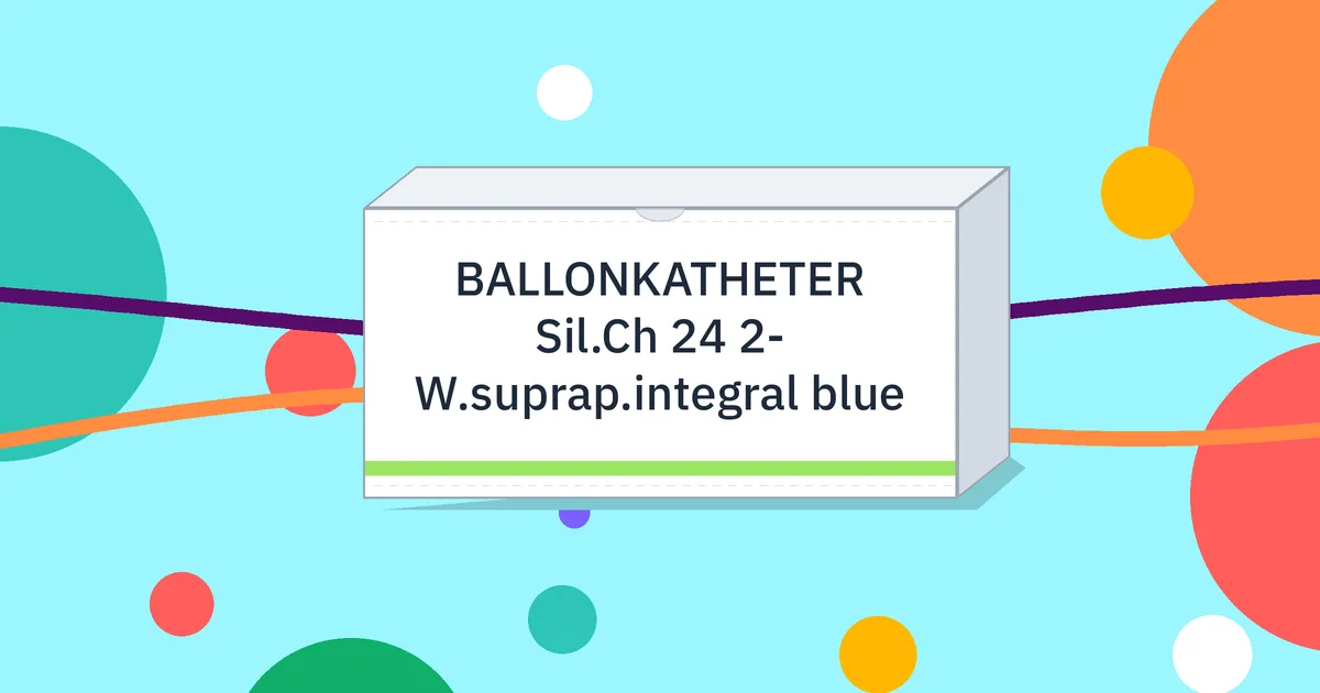 Symbolbild: Packung mit der Aufschrift BALLONKATHETER Sil.Ch 24 2-W.suprap.integral blue (PZN 14350548) – Verfügbarkeit und Bezug in Apotheken in Frankfurt am Main