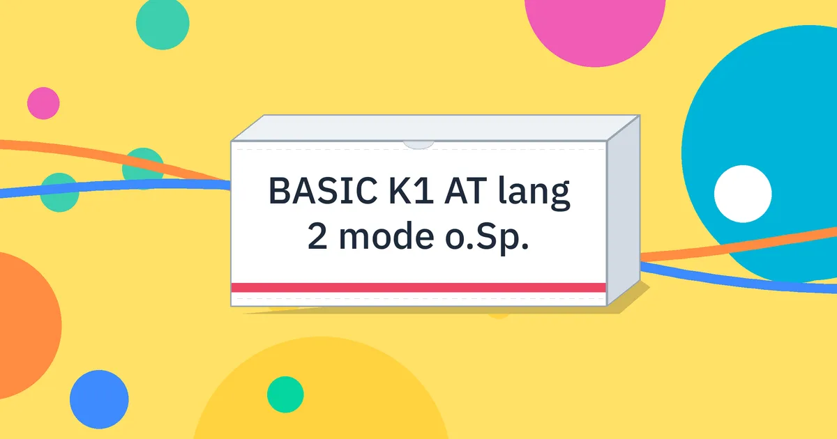Symbolbild: Packung mit der Aufschrift BASIC K1 AT lang 2 mode o.Sp. (PZN 20262446) – Verfügbarkeit und Bezug in Apotheken in Frankfurt am Main