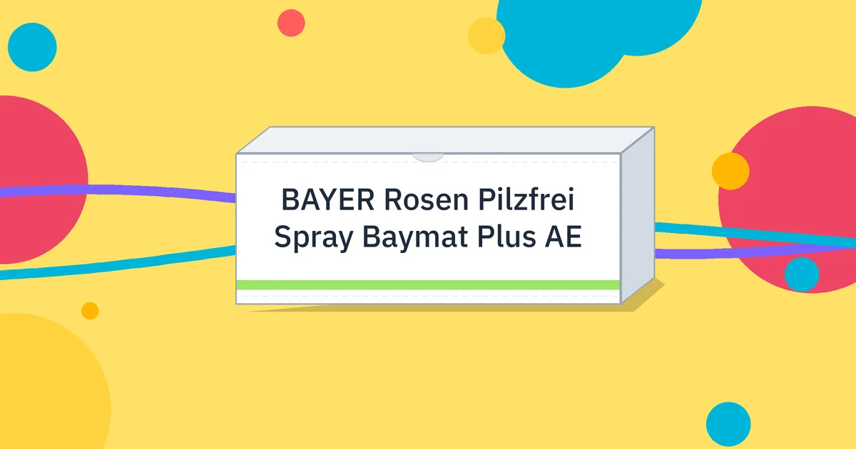 Symbolbild: Packung mit der Aufschrift BAYER Rosen Pilzfrei Spray Baymat Plus AE (PZN 09276442) – Verfügbarkeit und Bezug in Apotheken in Frankfurt am Main