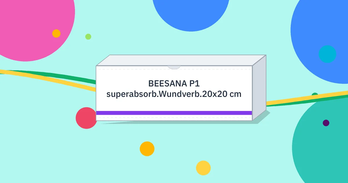 Symbolbild: Packung mit der Aufschrift BEESANA P1 superabsorb.Wundverb.20x20 cm (PZN 10941229) – Verfügbarkeit und Bezug in Apotheken in Frankfurt am Main