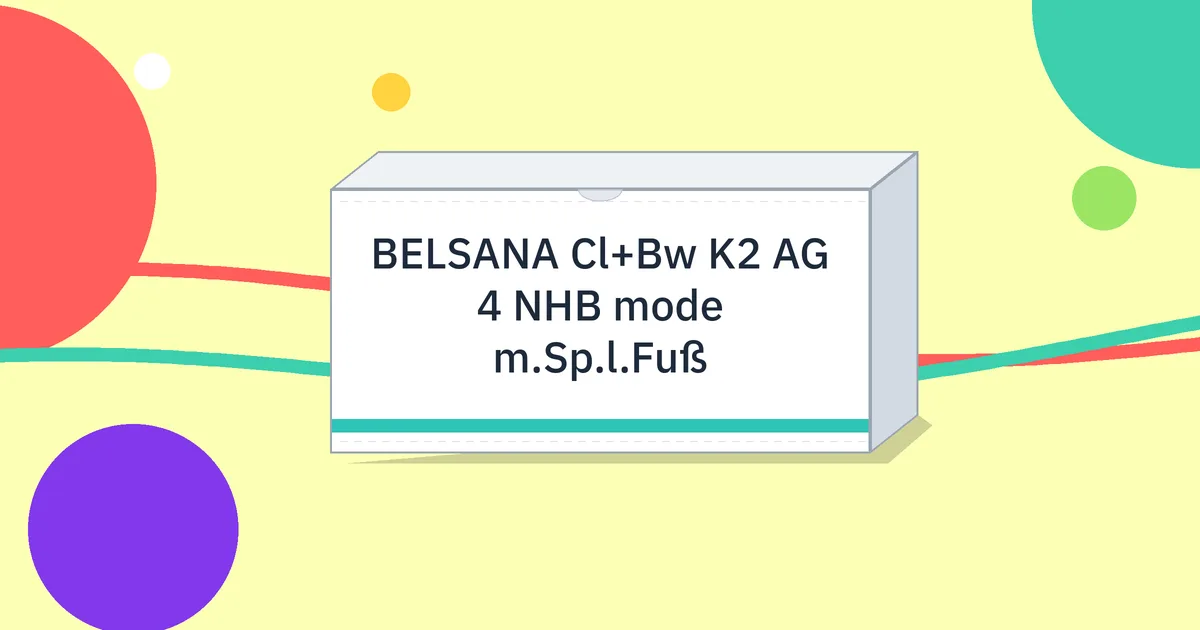 Symbolbild: Packung mit der Aufschrift BELSANA Cl+Bw K2 AG 4 NHB mode m.Sp.l.Fuß (PZN 12247496) – Verfügbarkeit und Bezug in Apotheken in Frankfurt am Main