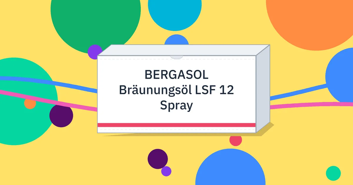Symbolbild: Packung mit der Aufschrift BERGASOL Bräunungsöl LSF 12 Spray (PZN 00877826) – Verfügbarkeit und Bezug in Apotheken in Frankfurt am Main