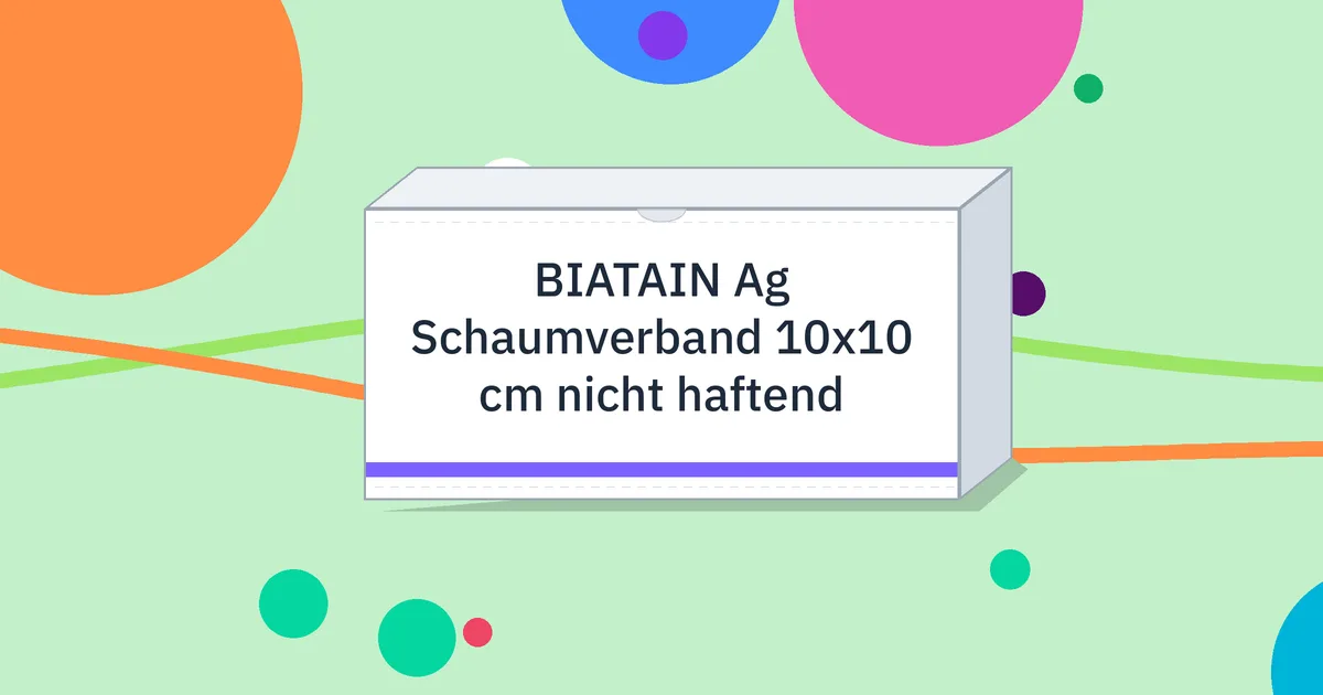 Symbolbild: Packung mit der Aufschrift BIATAIN Ag Schaumverband 10x10 cm nicht haftend (PZN 19166795) – Verfügbarkeit und Bezug in Apotheken in Frankfurt am Main