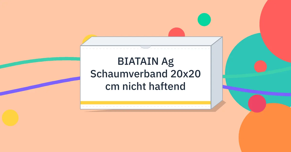Symbolbild: Packung mit der Aufschrift BIATAIN Ag Schaumverband 20x20 cm nicht haftend (PZN 06155399) – Verfügbarkeit und Bezug in Apotheken in Frankfurt am Main