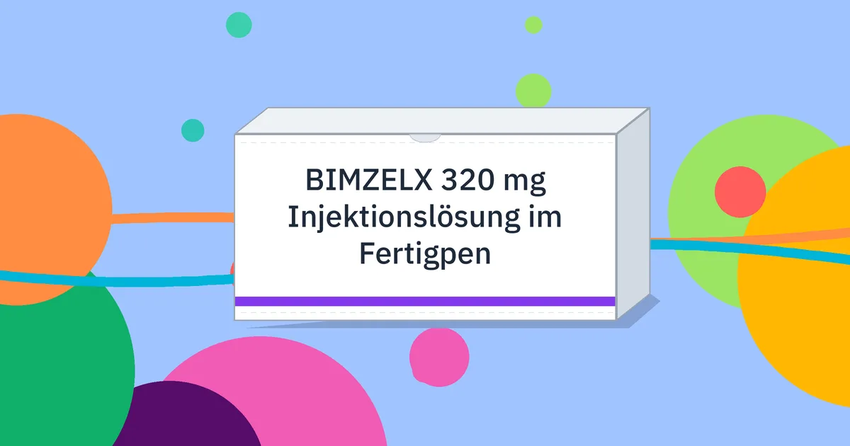Symbolbild: Packung mit der Aufschrift BIMZELX 320 mg Injektionslösung im Fertigpen (PZN 19962902) – Verfügbarkeit und Bezug in Apotheken in Frankfurt am Main