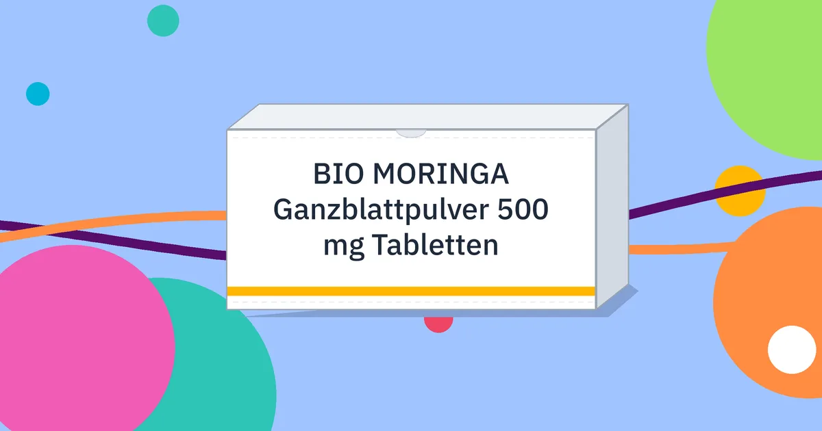 Symbolbild: Packung mit der Aufschrift BIO MORINGA Ganzblattpulver 500 mg Tabletten (PZN 11109421) – Verfügbarkeit und Bezug in Apotheken in Frankfurt am Main
