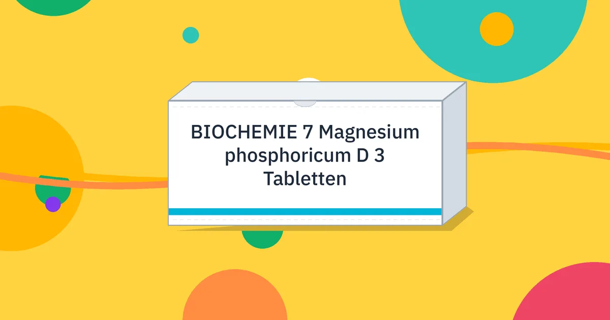 Symbolbild: Packung mit der Aufschrift BIOCHEMIE 7 Magnesium phosphoricum D 3 Tabletten (PZN 01073662) – Verfügbarkeit und Bezug in Apotheken in Frankfurt am Main