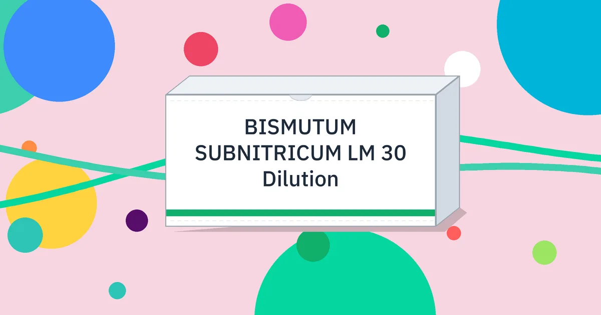Symbolbild: Packung mit der Aufschrift BISMUTUM SUBNITRICUM LM 30 Dilution (PZN 13389057) – Verfügbarkeit und Bezug in Apotheken in Frankfurt am Main