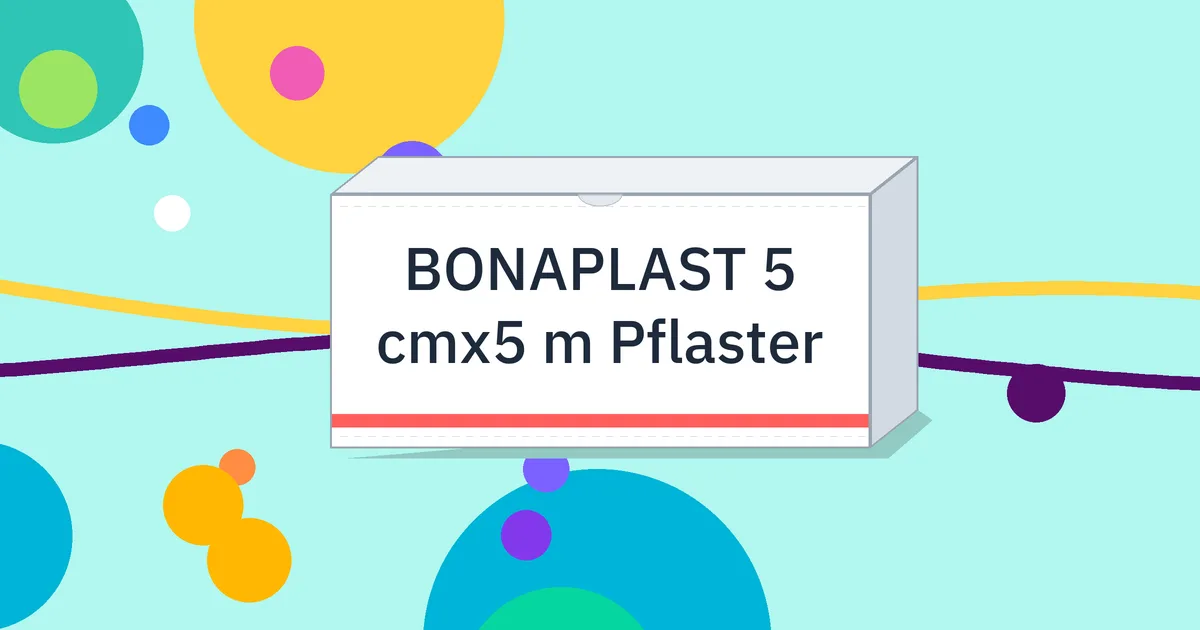 Symbolbild: Packung mit der Aufschrift BONAPLAST 5 cmx5 m Pflaster (PZN 02404836) – Verfügbarkeit und Bezug in Apotheken in Frankfurt am Main