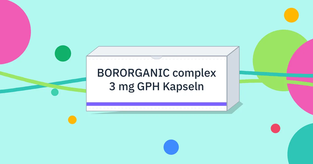 Symbolbild: Packung mit der Aufschrift BORORGANIC complex 3 mg GPH Kapseln (PZN 10522432) – Verfügbarkeit und Bezug in Apotheken in Frankfurt am Main