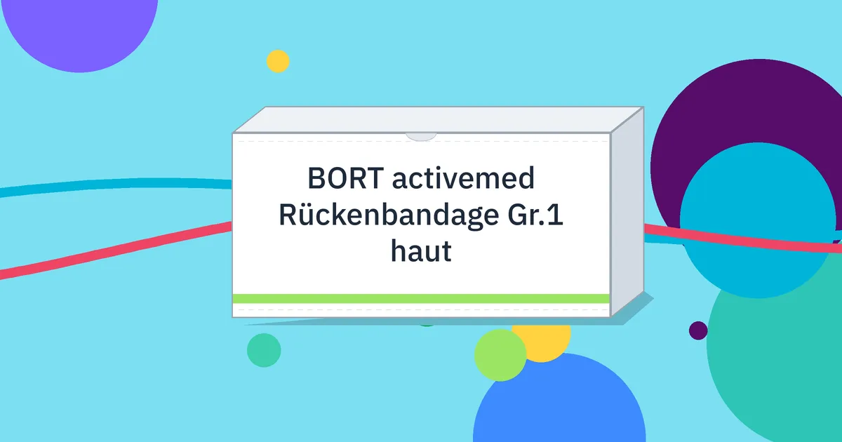 Symbolbild: Packung mit der Aufschrift BORT activemed Rückenbandage Gr.1 haut (PZN 15256320) – Verfügbarkeit und Bezug in Apotheken in Frankfurt am Main