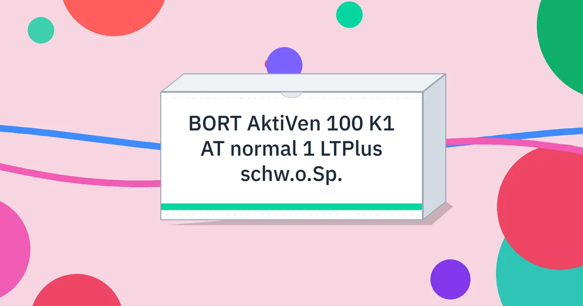 Symbolbild: Packung mit der Aufschrift BORT AktiVen 100 K1 AT normal 1 LTPlus schw.o.Sp. (PZN 18175697) – Verfügbarkeit und Bezug in Apotheken in Frankfurt am Main