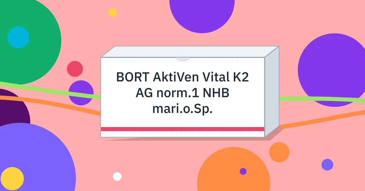 Symbolbild: Packung mit der Aufschrift BORT AktiVen Vital K2 AG norm.1 NHB mari.o.Sp. (PZN 13732756) – Verfügbarkeit und Bezug in Apotheken in Frankfurt am Main