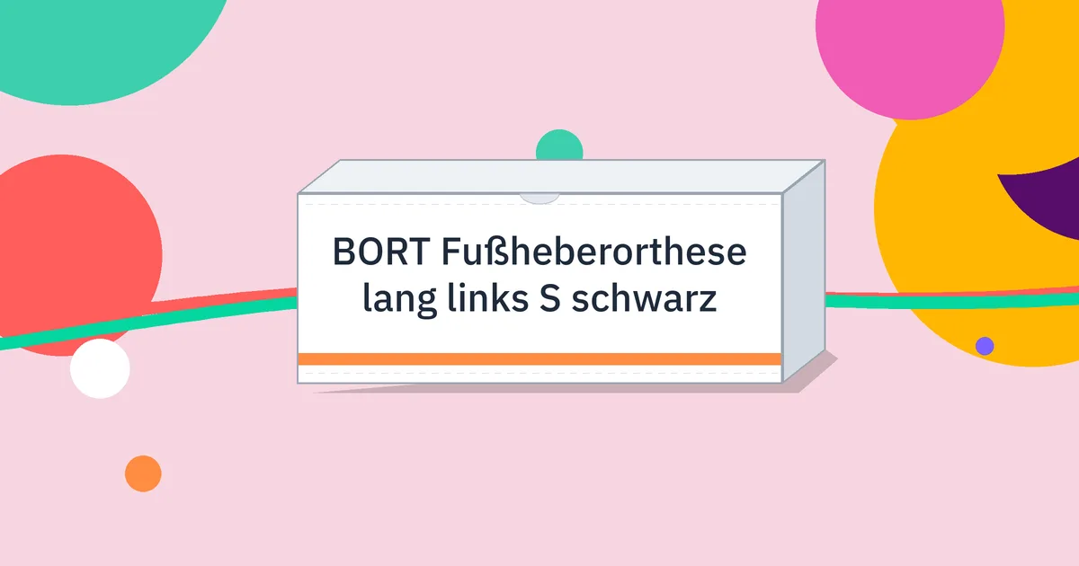Symbolbild: Packung mit der Aufschrift BORT Fußheberorthese lang links S schwarz (PZN 07668735) – Verfügbarkeit und Bezug in Apotheken in Frankfurt am Main