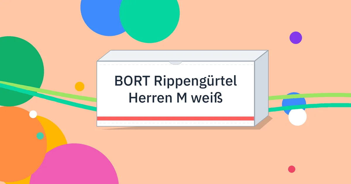 Symbolbild: Packung mit der Aufschrift BORT Rippengürtel Herren M weiß (PZN 02687900) – Verfügbarkeit und Bezug in Apotheken in Frankfurt am Main