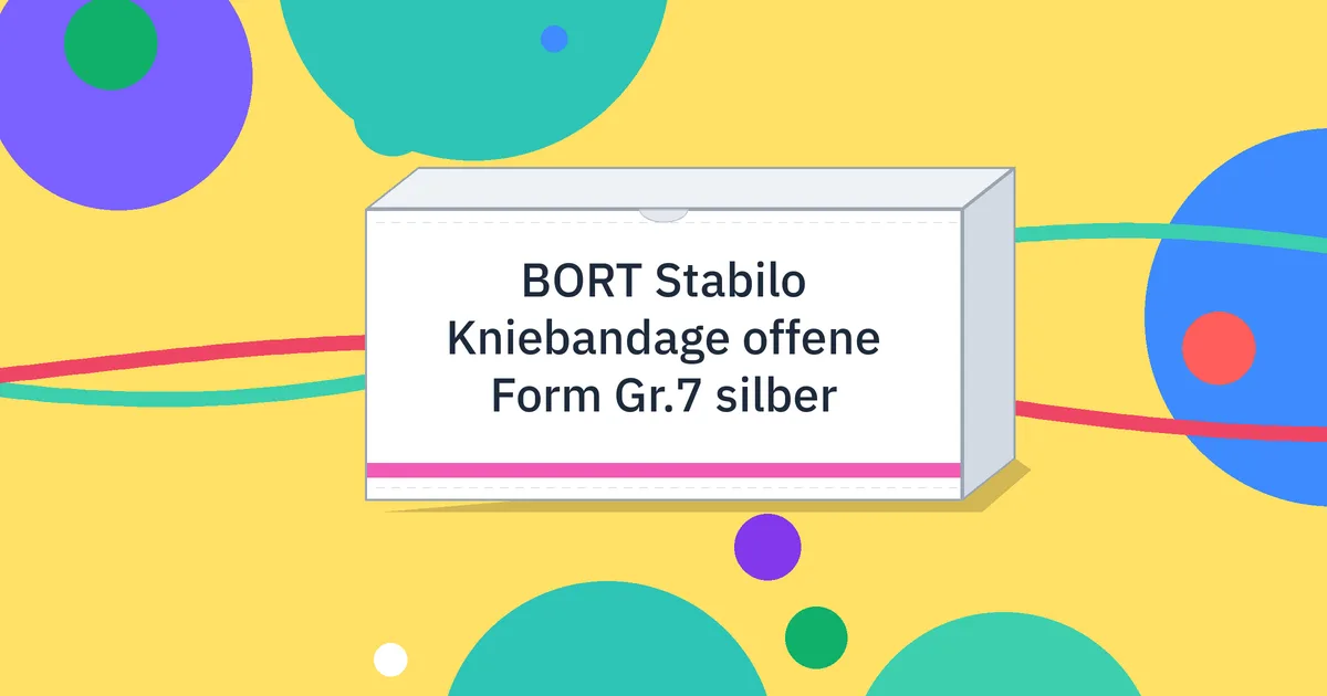 Symbolbild: Packung mit der Aufschrift BORT Stabilo Kniebandage offene Form Gr.7 silber (PZN 19110866) – Verfügbarkeit und Bezug in Apotheken in Frankfurt am Main
