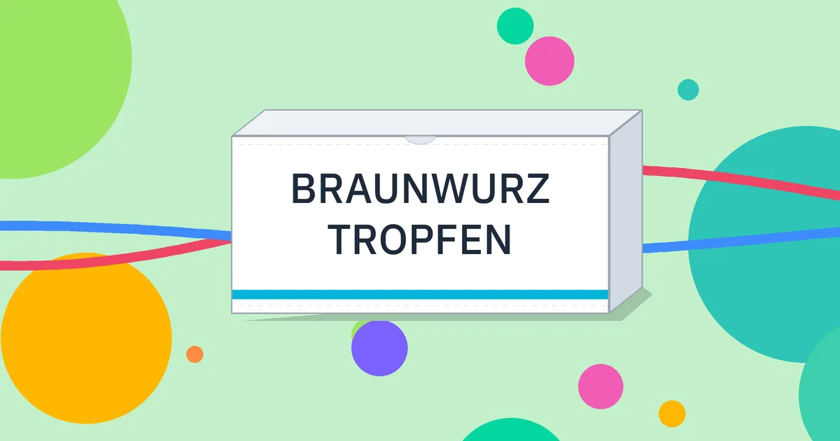 Symbolbild: Packung mit der Aufschrift BRAUNWURZ TROPFEN (PZN 14310862) – Verfügbarkeit und Bezug in Apotheken in Frankfurt am Main