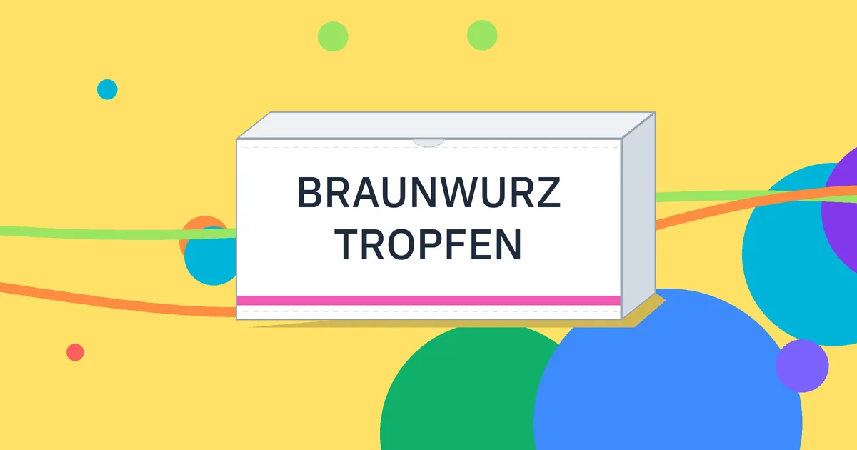 Symbolbild: Packung mit der Aufschrift BRAUNWURZ TROPFEN (PZN 14310879) – Verfügbarkeit und Bezug in Apotheken in Frankfurt am Main