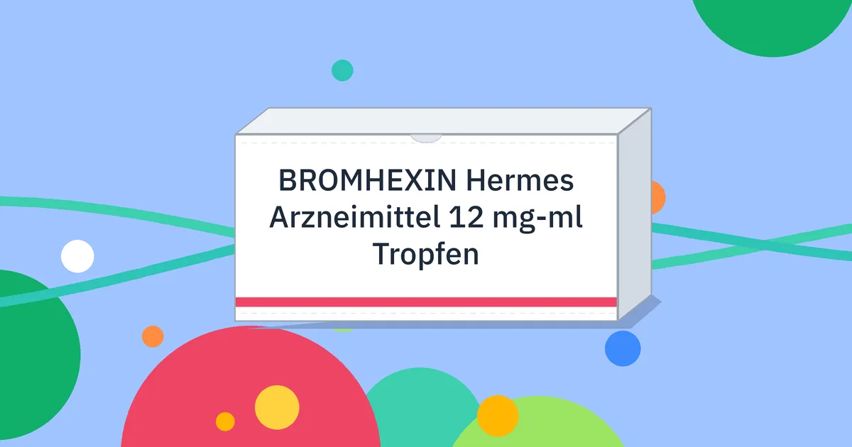 Symbolbild: Packung mit der Aufschrift BROMHEXIN Hermes Arzneimittel 12 mg-ml Tropfen (PZN 16260588) – Verfügbarkeit und Bezug in Apotheken in Frankfurt am Main