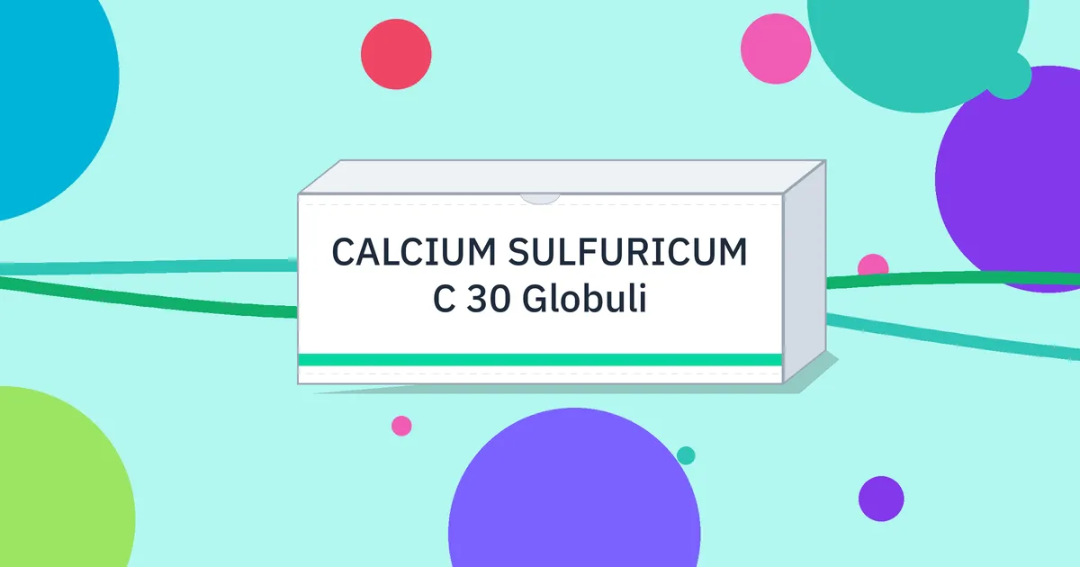 Symbolbild: Packung mit der Aufschrift CALCIUM SULFURICUM C 30 Globuli (PZN 04209808) – Verfügbarkeit und Bezug in Apotheken in Frankfurt am Main