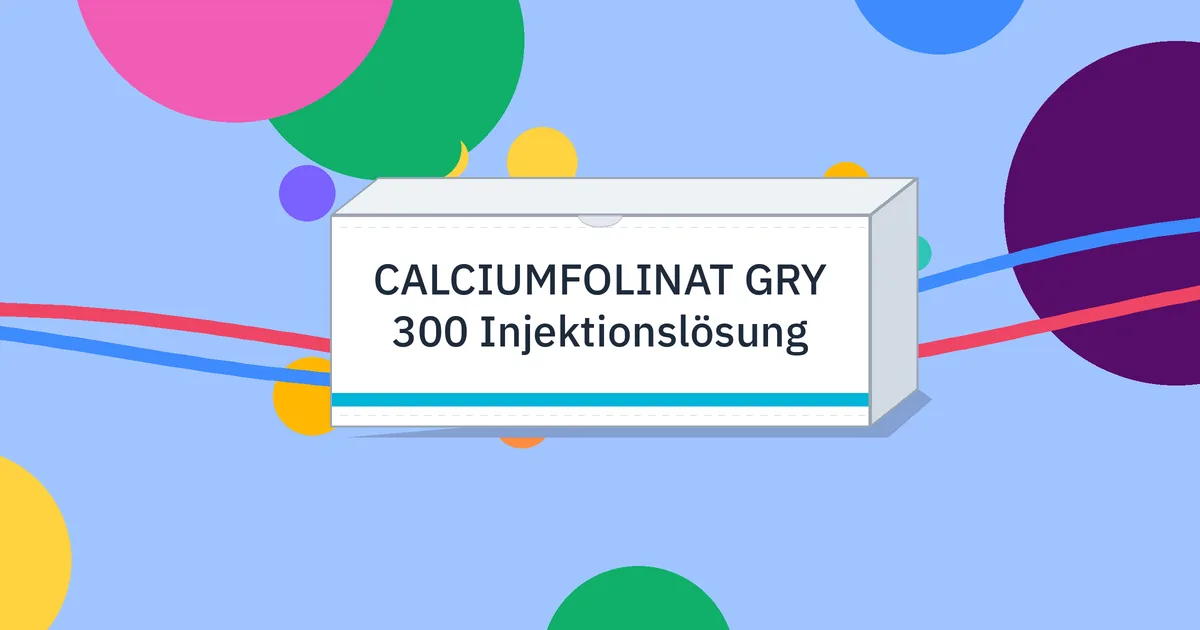Symbolbild: Packung mit der Aufschrift CALCIUMFOLINAT GRY 300 Injektionslösung (PZN 07691421) – Verfügbarkeit und Bezug in Apotheken in Frankfurt am Main