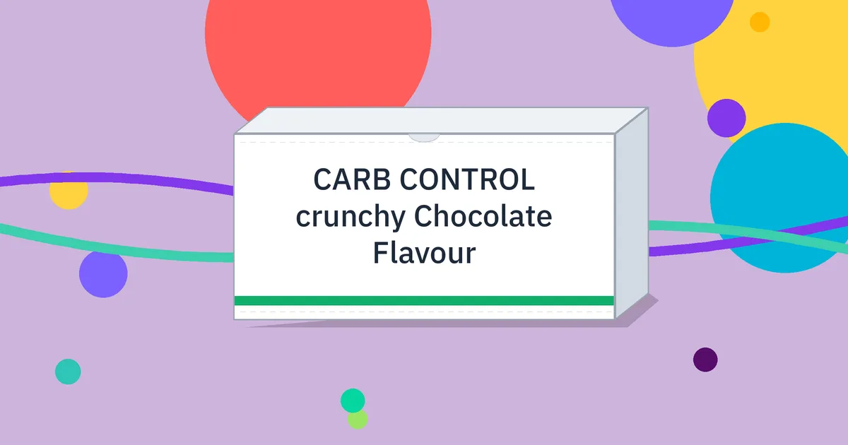 Symbolbild: Packung mit der Aufschrift CARB CONTROL crunchy Chocolate Flavour (PZN 14060810) – Verfügbarkeit und Bezug in Apotheken in Frankfurt am Main