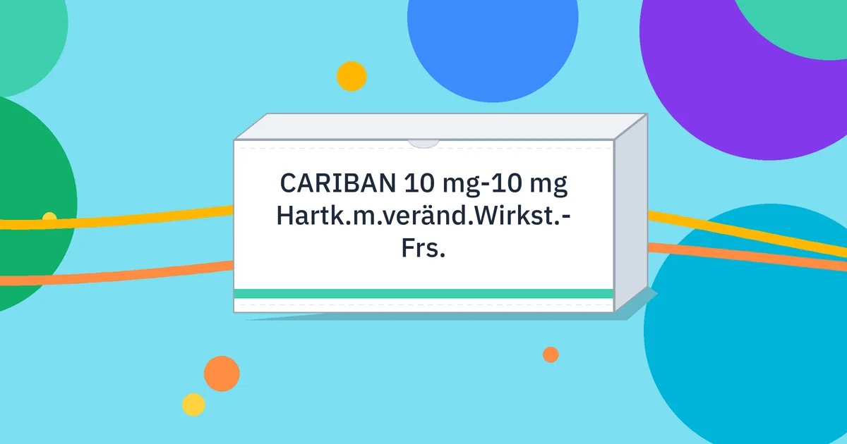 Symbolbild: Packung mit der Aufschrift CARIBAN 10 mg-10 mg Hartk.m.veränd.Wirkst.-Frs. (PZN 19920625) – Verfügbarkeit und Bezug in Apotheken in Frankfurt am Main