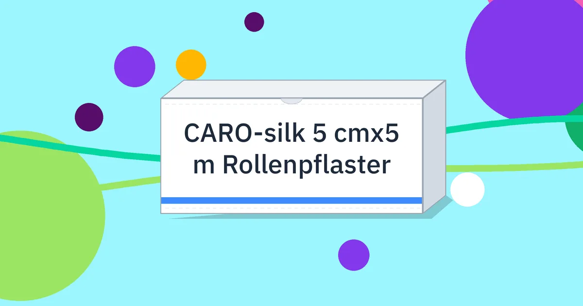 Symbolbild: Packung mit der Aufschrift CARO-silk 5 cmx5 m Rollenpflaster (PZN 11670608) – Verfügbarkeit und Bezug in Apotheken in Frankfurt am Main