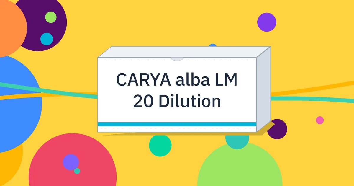 Symbolbild: Packung mit der Aufschrift CARYA alba LM 20 Dilution (PZN 13431581) – Verfügbarkeit und Bezug in Apotheken in Frankfurt am Main