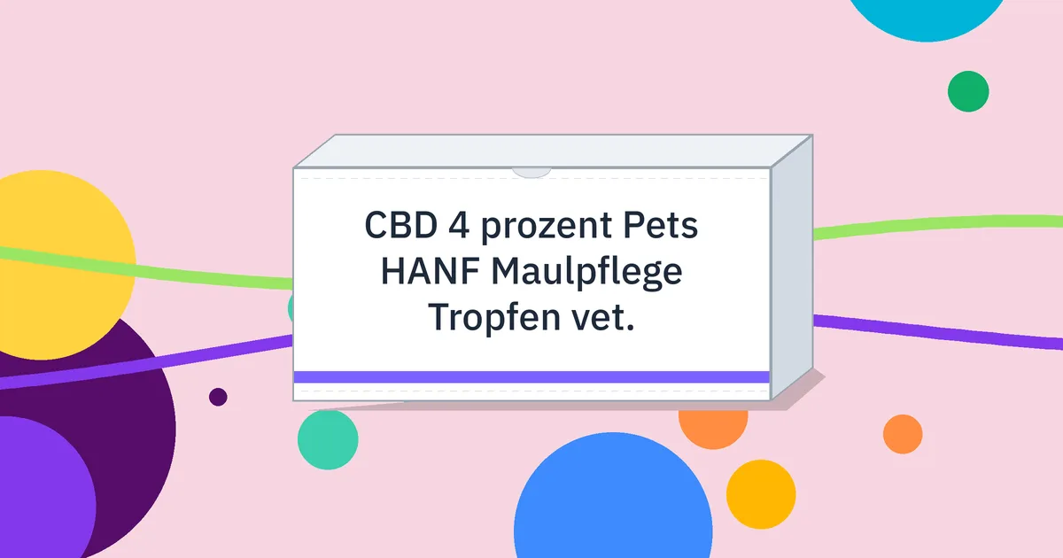 Symbolbild: Packung mit der Aufschrift CBD 4 prozent Pets HANF Maulpflege Tropfen vet. (PZN 17868607) – Verfügbarkeit und Bezug in Apotheken in Frankfurt am Main