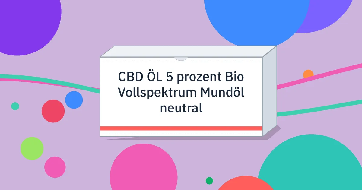 Symbolbild: Packung mit der Aufschrift CBD ÖL 5 prozent Bio Vollspektrum Mundöl neutral (PZN 18095107) – Verfügbarkeit und Bezug in Apotheken in Frankfurt am Main