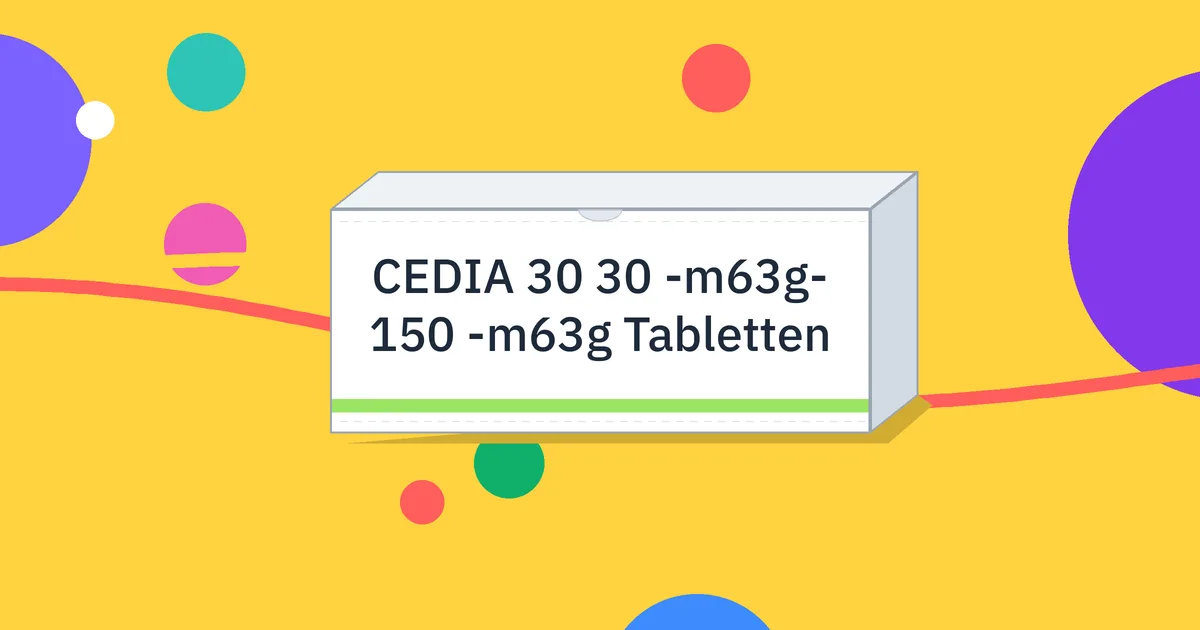 Symbolbild: Packung mit der Aufschrift CEDIA 30 30 -m63g-150 -m63g Tabletten (PZN 09235495) – Verfügbarkeit und Bezug in Apotheken in Frankfurt am Main