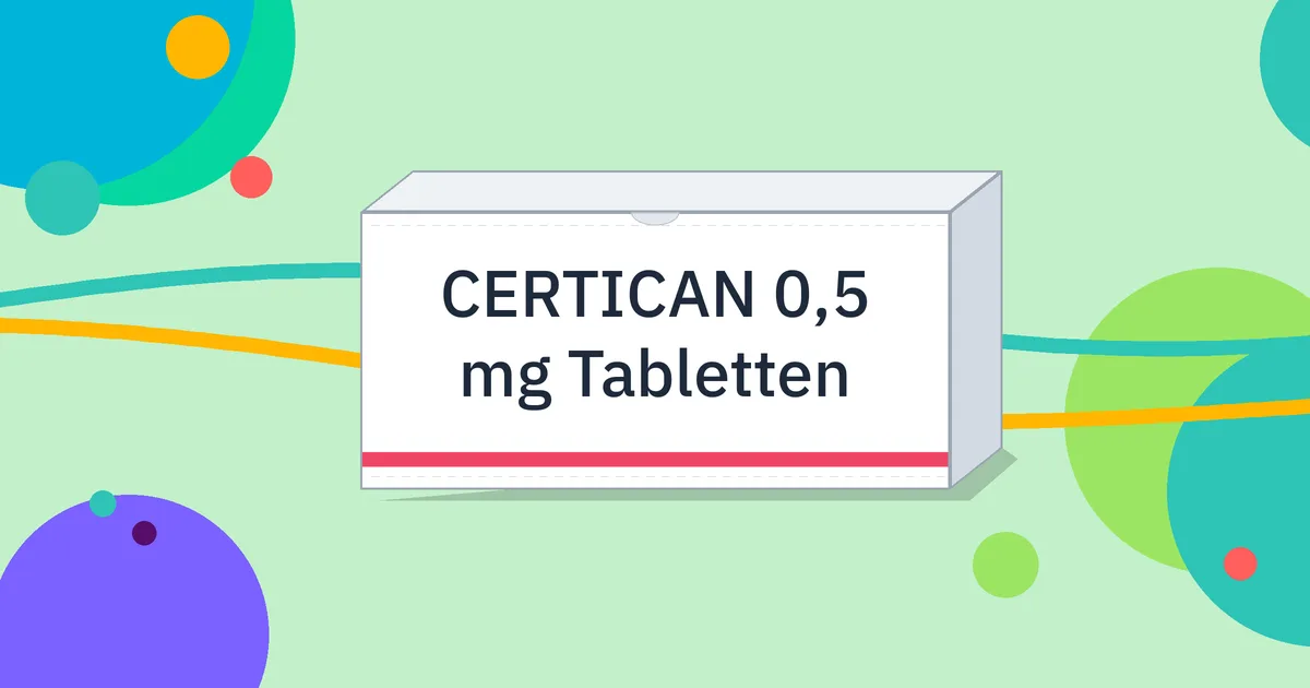Symbolbild: Packung mit der Aufschrift CERTICAN 0,5 mg Tabletten (PZN 01754623) – Verfügbarkeit und Bezug in Apotheken in Frankfurt am Main